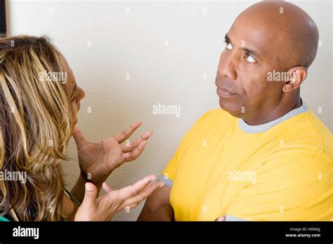 Multicultural Couple Arguing And Having Relationship Problems Stock