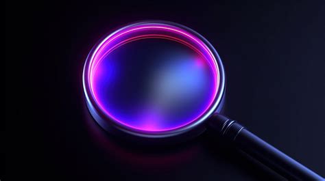 Magnifying Glass Element 3d Rendered Realistic Neon Icon With Dark