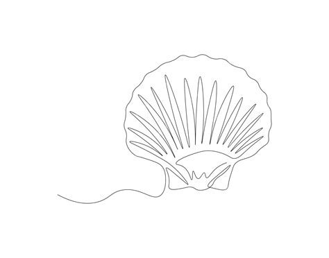 Premium Vector Continuous Line Drawing Of Scallop Shellfish One Line