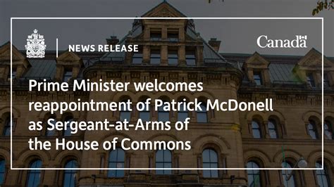 Prime Minister Welcomes Reappointment Of Patrick Mcdonell As Sergeant At Arms Of The House Of