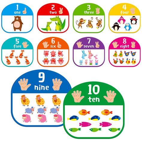 10 Pcs Number Posters Numbers Learning Bulletin Board