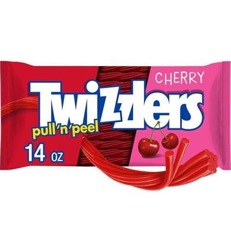 Twizzlers Pull N Peel Cherry Flavored Licorice Style Low Fat Candy Bag 14 Oz
