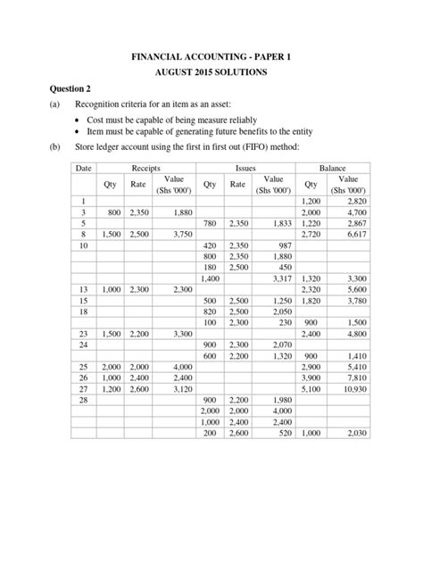 Financial Accounting Paper 1 Solutions Pdf Depreciation Expense