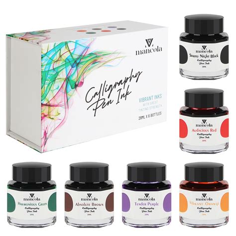 Buy Mancola 6 Colors Calligraphy Pen Ink Dip Pen Ink Set Non Carbon