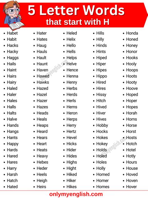 5 Letter Words That Start With H Five Letter Words Starting With H