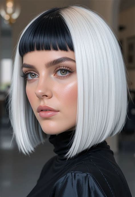 Trendy Two Tone Bob Hairstyles Chic Black And White Color Combo