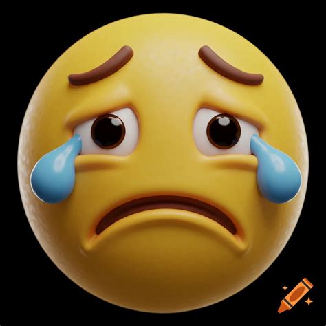 A 3d Render Of A Sad Yellow Emoji Face Crying With Large Tears On Craiyon