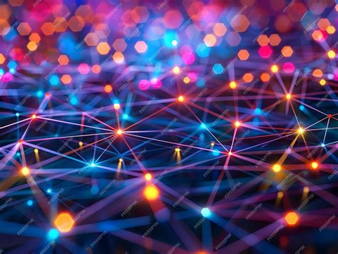 Abstract 3d Network With Bokeh Lights Background Premium Ai Generated Image