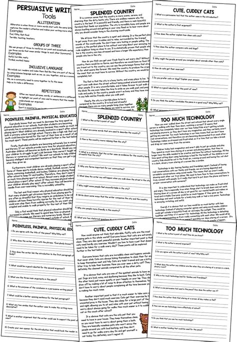 Persuasive Text Examples Ten Reading Samples With Comprehension Etsy