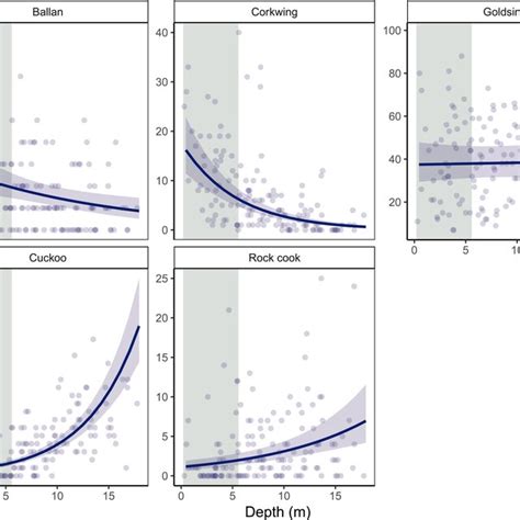 Catch As A Function Of Depth For The Five Wrasse Species Caught During
