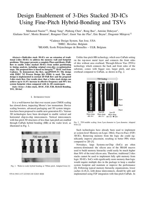 Pdf Design Enablement Of 3 Dies Stacked 3d Ics Using Fine Pitch Hybrid Bonding And Tsvs