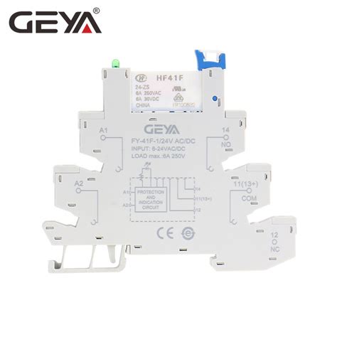 Geya Slim Relay Plc Interface Hongfa Relay Screw Socket 6a Relay 24vdc