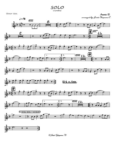 Solo Tenor Sax Pdf Saxophone Aerophones