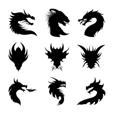 Premium Vector Dragon Head Silhouette Collection