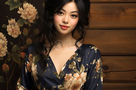 浪漫花裙的亚洲美女高清图片下载 正版图片601051281 摄图网