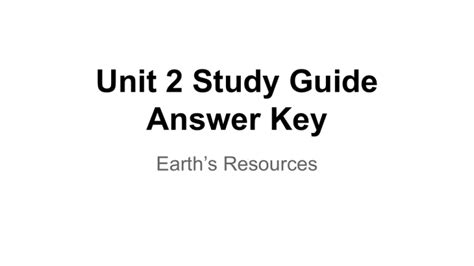 Earths Resources Study Guide Answer Key