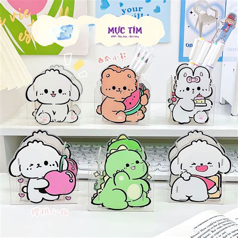 Ống Cắm Bút Trong Suốt Tự Lắp Ráp Siêu Cute