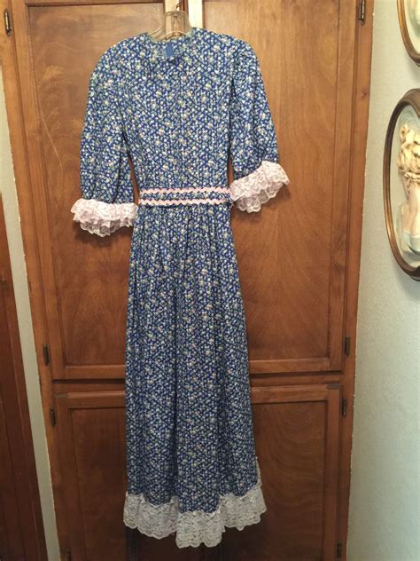 Vintage Farm Dress Costume Dress Blue Floral Dress Etsy