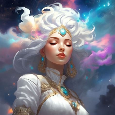 A Beautiful Portrait Of A Beautiful Cloud Goddess Closed Eyes