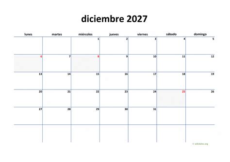 Calendario Diciembre 2027