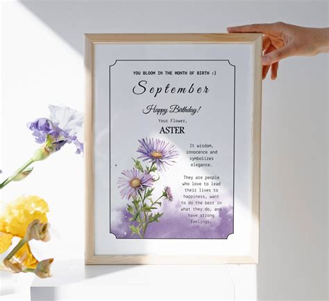 Birth Month Flower Digital Wall Art Born In September Month Flower