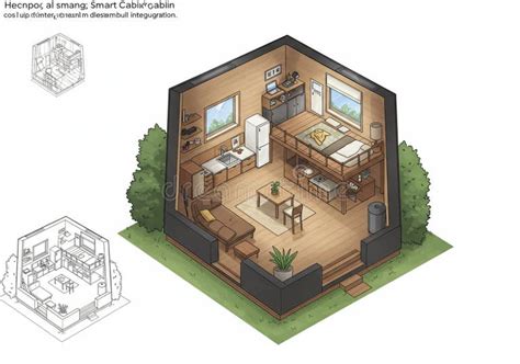 Hexagonal Tiny Home Interior Featuring A Compact And Efficient Design Wooden Walls Stock