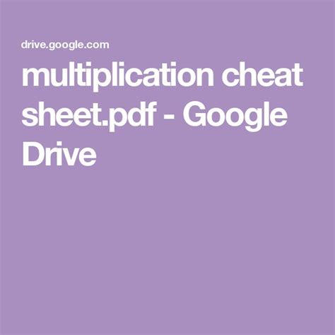 Multiplication Cheat Sheet Printable Pdf