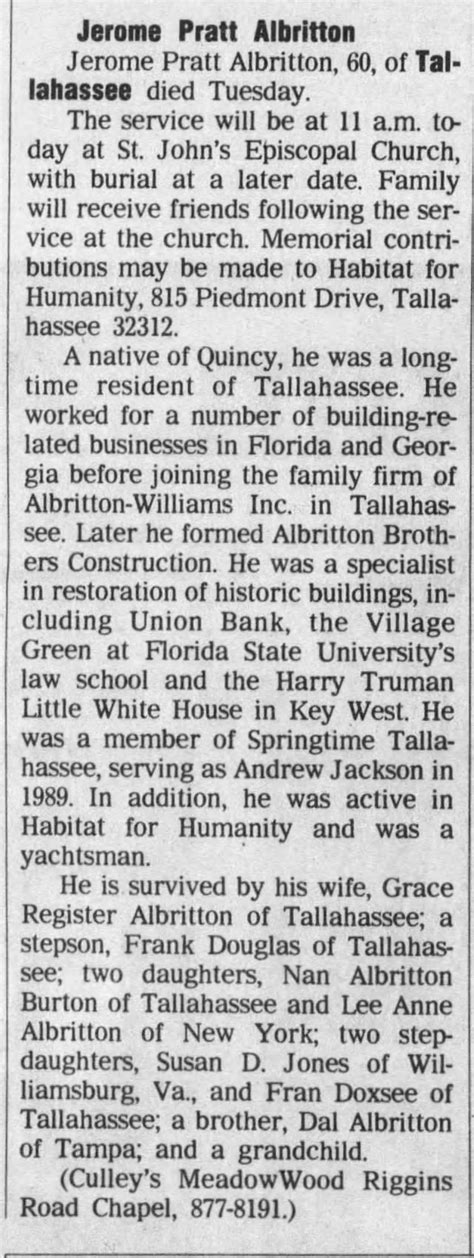 Obituary For Jerome Pratt Albritton Aged 60 ™