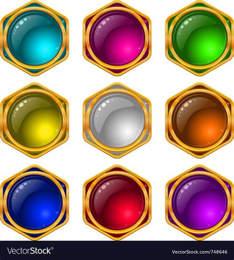 Round Gem Buttons Set Royalty Free Vector Vectorstock A4 Size