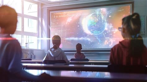 Interactive Whiteboard In A Smart Classroom Iot Education Premium Ai