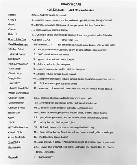 Crazy 8 Cafe And Coffeehouse Reminder We Are Open From 830 Am To 700