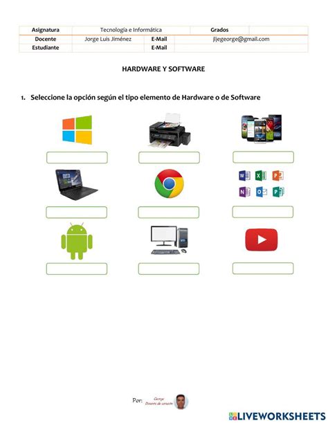 Evaluación Hardware Y Software Worksheet Live Worksheets