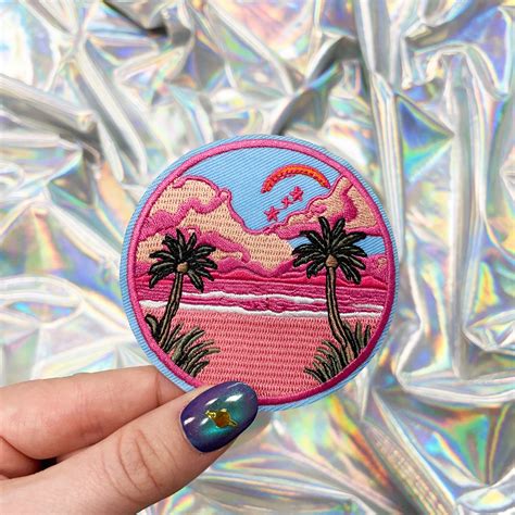 Pink Beach Embroidered Patch The Crafty Engineer