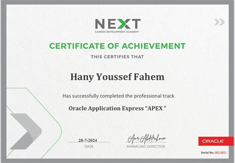 Hany Youssef On Linkedin Oracleapex Nextacademy Certification Professionaldevelopment