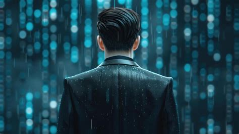 Professional Businessman With Source Code Overlay Illustrating The Intersection Of Business