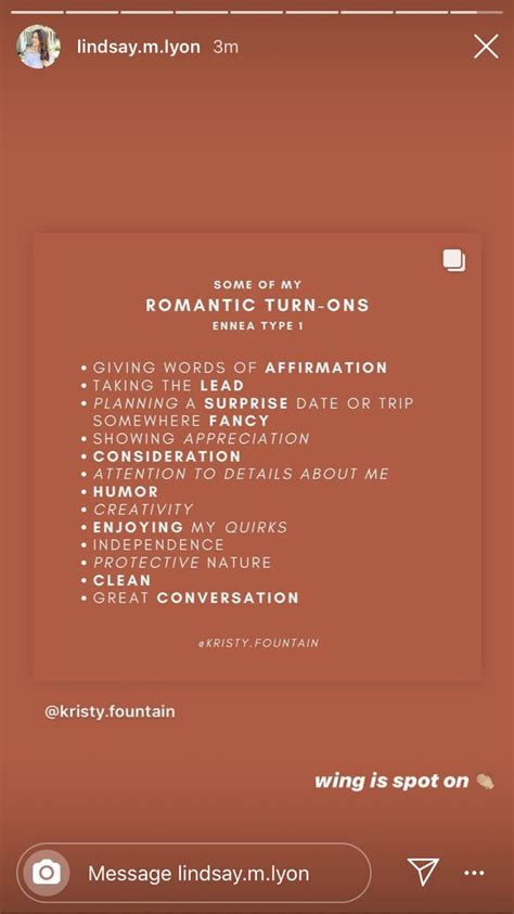 Romantic Turn Ons Words Of Affirmation Enneagram Affirmations