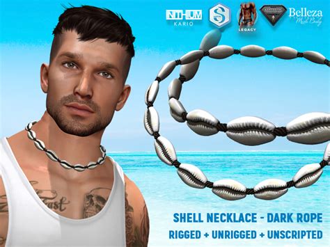 Second Life Marketplace Seveneleven Shell Necklace Dark Rope