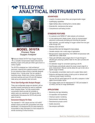 Model 3110 Series Of Portable Oxygen Analyzers Teledyne Analytical Instruments Pdf Catalogs