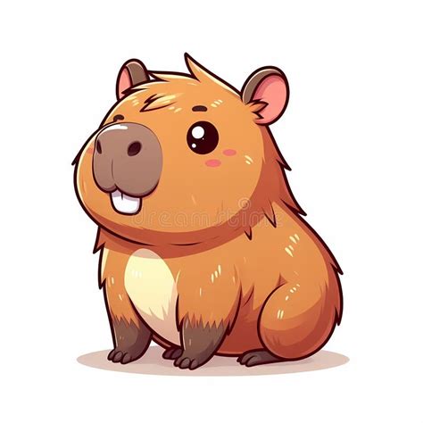 Chibi Capybara Illustration In Flat Style On White Background Cute