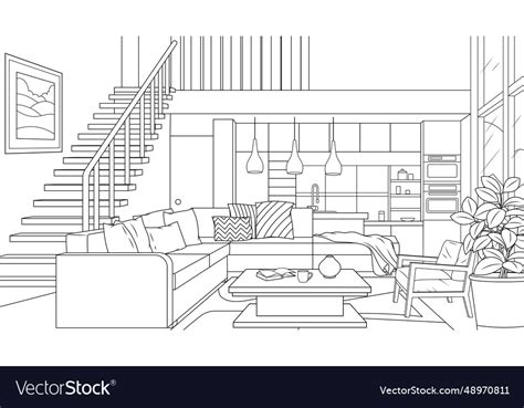 Interior Design Royalty Free Vector Image Vectorstock