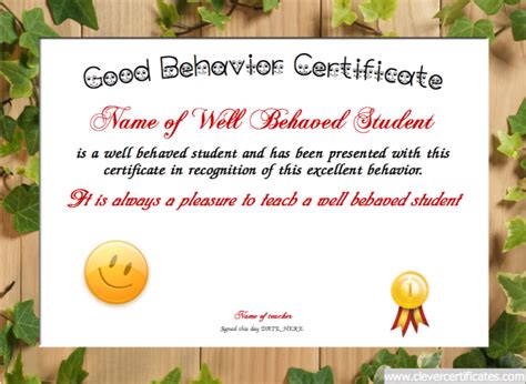 14 Superlative Free Printable Good Behavior Certificate Designs