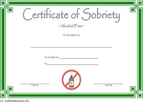 Sobriety Certificate Template 1 Year Blue Printable Pdf Download
