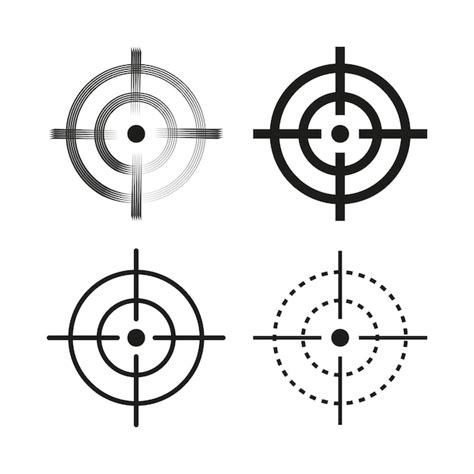 Target Icons Set Crosshair Symbols Black And White Vector Precision And