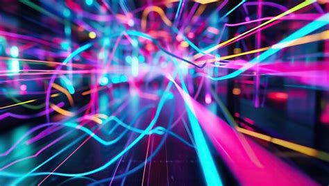 premium ai image bright neon lines intertwining in virtual space the