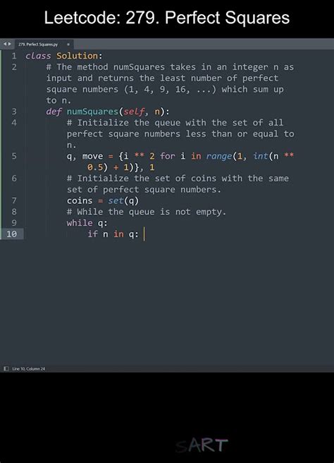 Leetcode 279 Perfect Squares In Python Python Leetcode Python