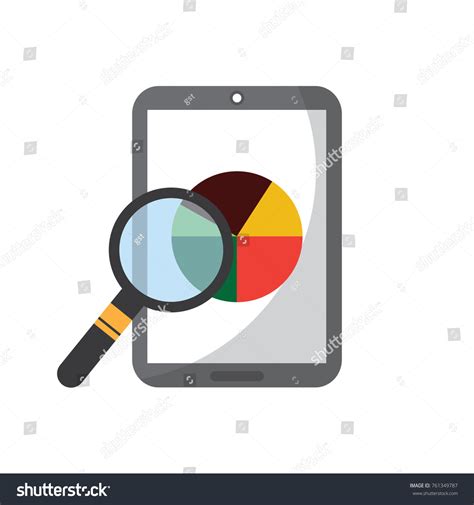 Mobile Phone Pie Chart Statistics Magnifier Stock Vector Royalty Free