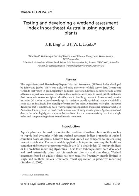 Pdf Testing And Developing A Wetland Assessment Index In Southeast