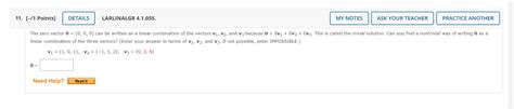 Solved Points LARLINALG Linear Combination Chegg