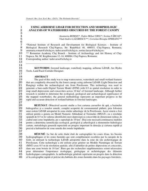 Pdf Using Airborne Lidar For Detection And Morphologic Analysis Of