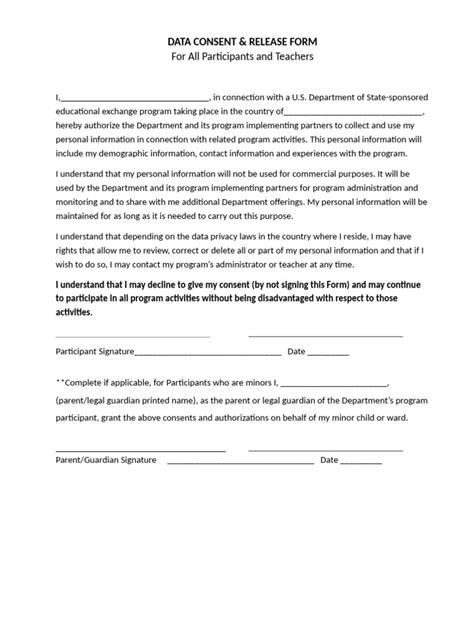 Data Consent Form Pdf Career And Growth Business